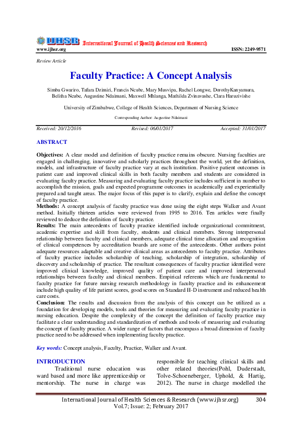 (PDF) Faculty Practice: A Concept Analysis