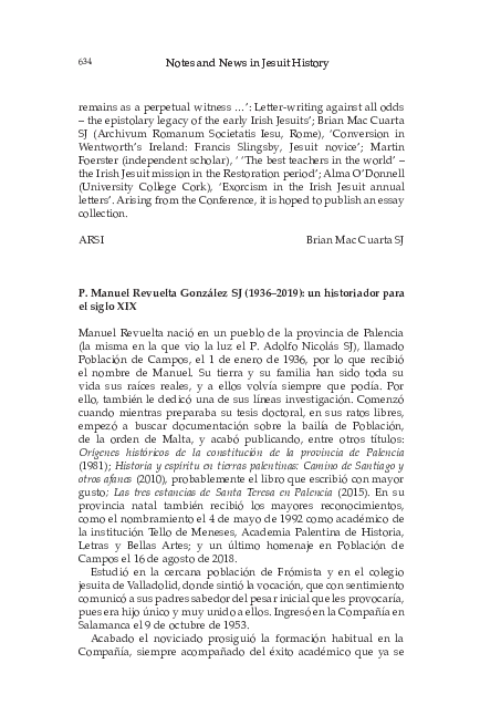 (PDF) P. Manuel Revuelta González SJ (1936–2019): un historiador para ...