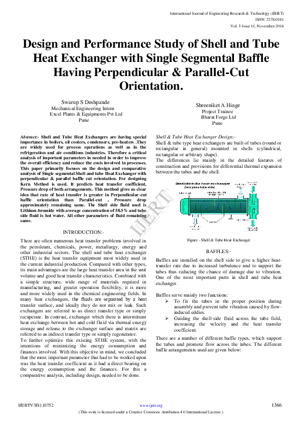 (PDF) IJERT-Design and Performance Study of Shell and Tube Heat ...