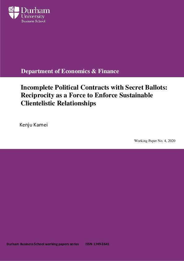 (PDF) Incomplete Political Contracts with Secret Ballots: Reciprocity ...