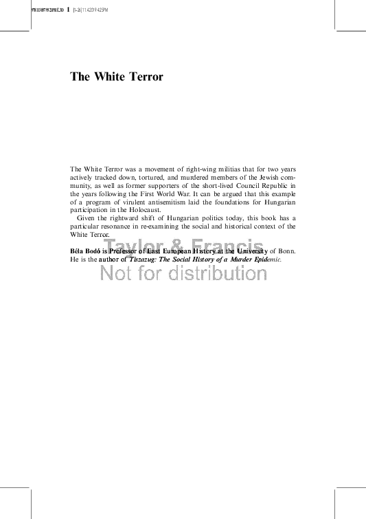 (PDF) The White Terror: Antisemitic and Political Violence in Hungary ...