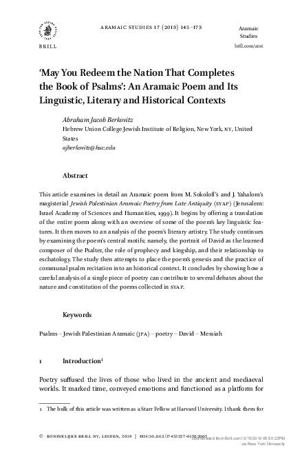 (PDF) 'May You Redeem the Nation That Completes the Book of Psalms': An ...