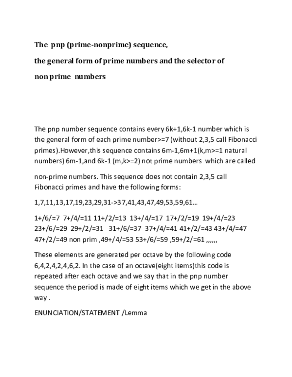 (DOC) pnp sequences and succession algorithm of prime numbers | Peter ...