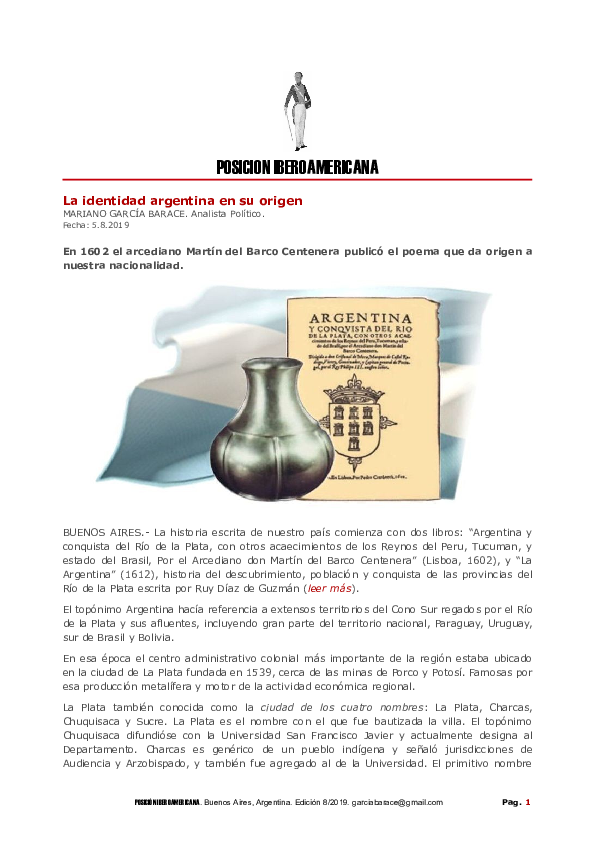 La identidad argentina en su origen