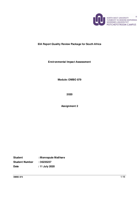 (PDF) EIA Report Quality Review Package for South Africa