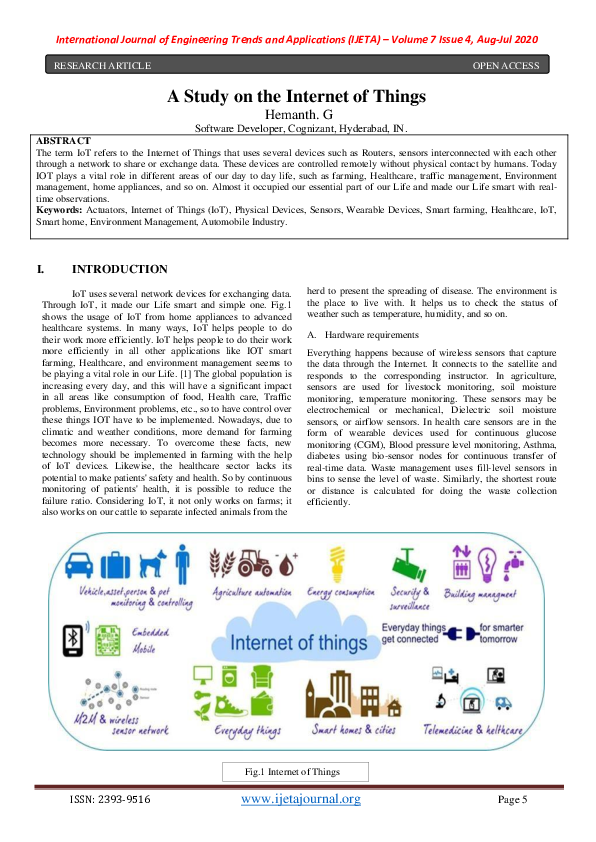 (PDF) A Study on the Internet of Things