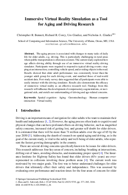 (PDF) Immersive Virtual Reality Simulation as a Tool for Aging and ...