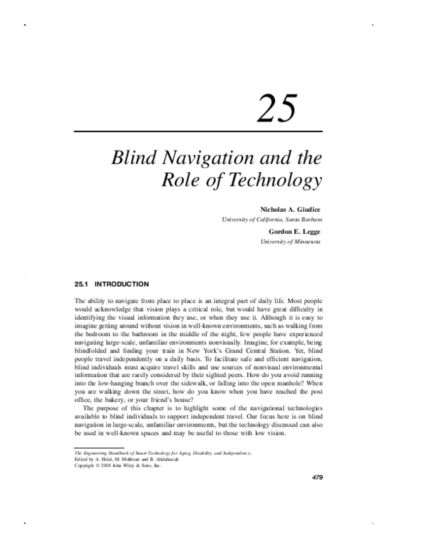 (PDF) Blind Navigation and the Role of Technology