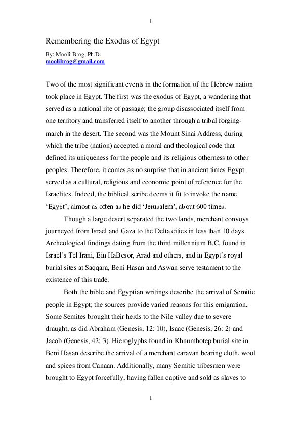 (PDF) Remembering the Exodus of Egypt