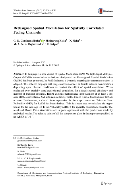 (PDF) Redesigned Spatial Modulation for Spatially Correlated Fading ...