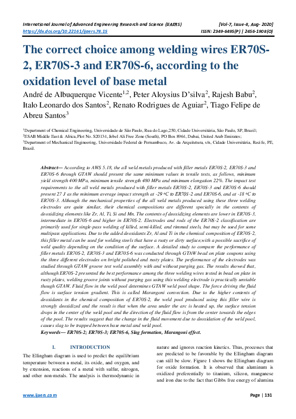 (PDF) The correct choice among welding wires ER70S-2, ER70S-3 and ER70S ...