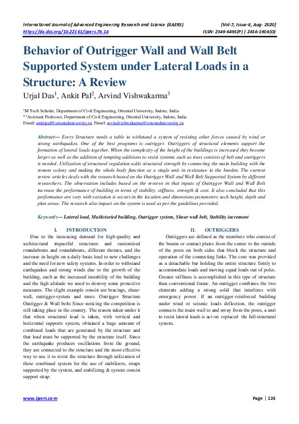 (PDF) Behavior of Outrigger Wall and Wall Belt Supported System under Lateral Loads in a ...