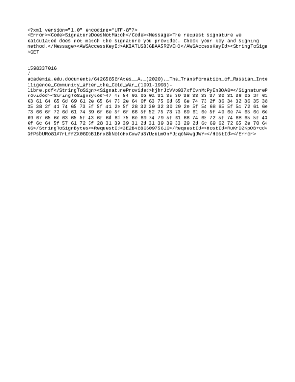 (PDF) THE TRANSFORMATION OF RUSSIAN INTELLIGENCE COMMUNITY AFTER THE ...
