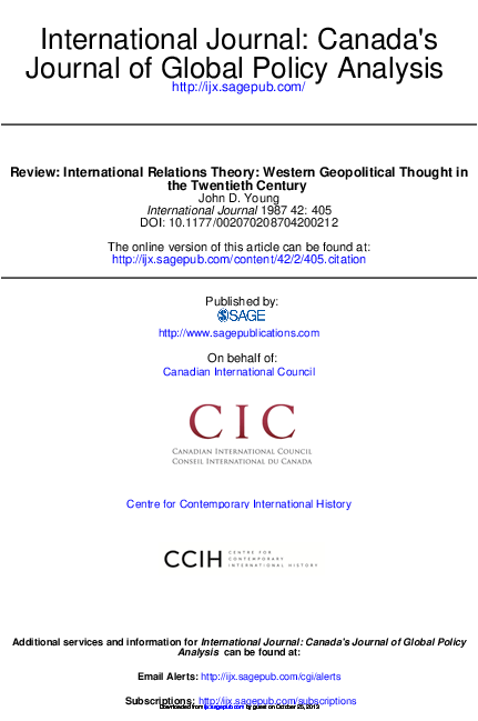 (PDF) Book Review: International Relations Theory: Western Geopolitical ...