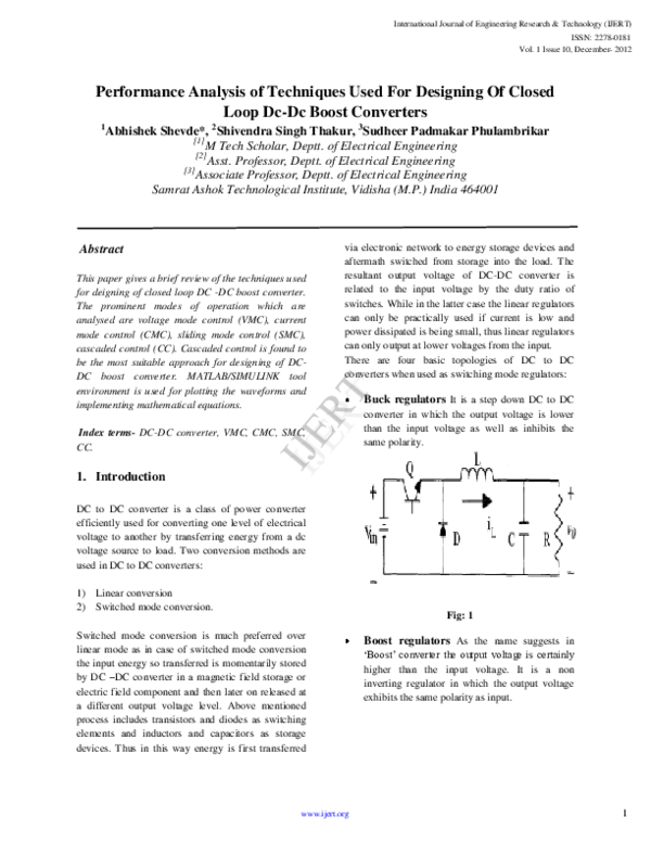 (PDF) IJERT-Performance Analysis of Techniques Used For Designing Of Closed Loop Dc-Dc Boost ...