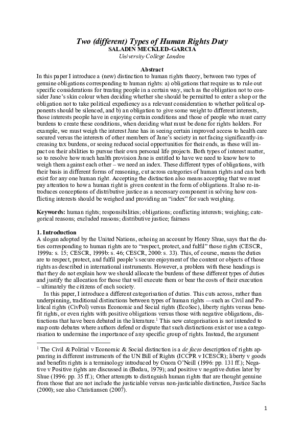 (PDF) Two (different) Types of Human Rights Duty