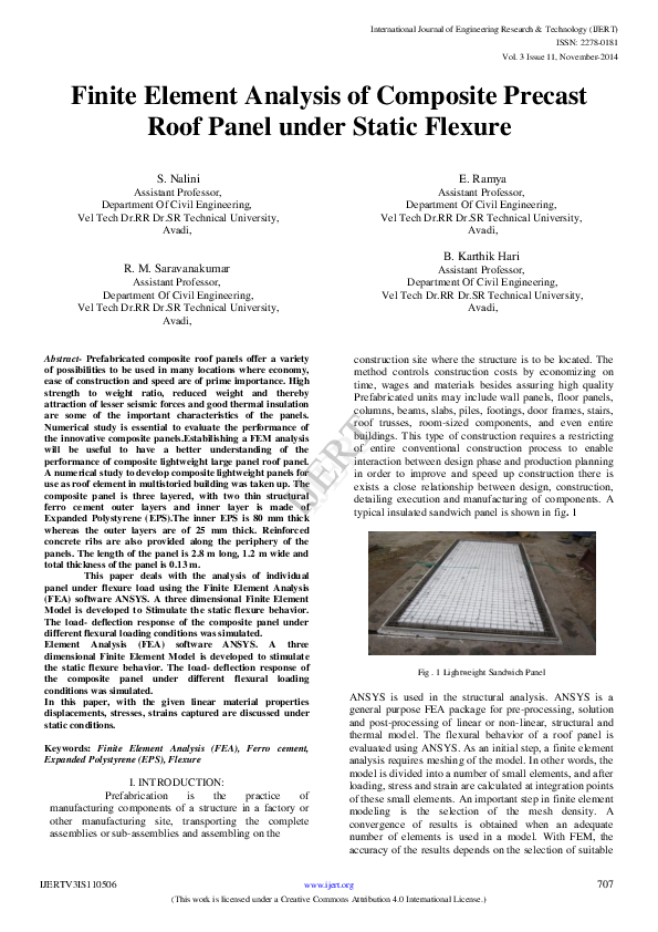 (PDF) IJERT-Finite Element Analysis of Composite Precast Roof Panel ...