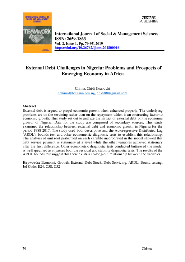 (PDF) External Debt Challenges in Nigeria: Problems and Prospects of ...