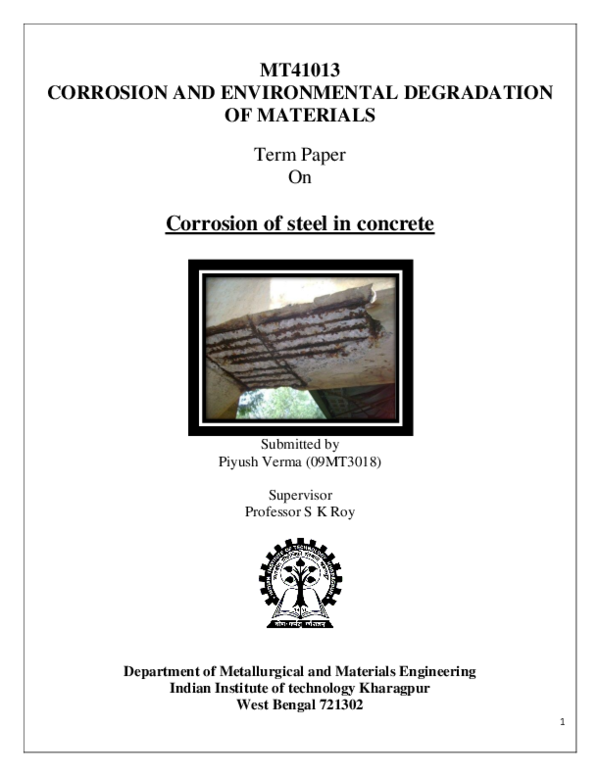 Pdf Mt41013 Corrosion And Environmental Degradation Of Materials