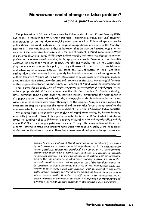 (PDF) Mundurucu: social change or false problem
