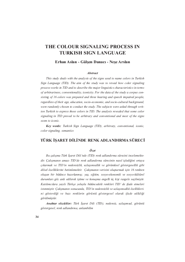 (PDF) THE COLOUR SIGNALING PROCESS IN TURKISH SIGN LANGUAGE