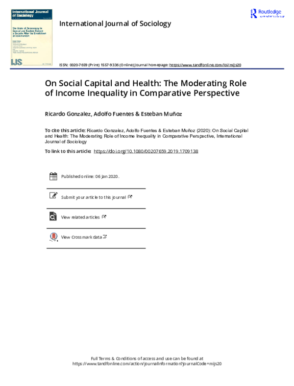 (PDF) On Social Capital and Health: The Moderating Role of Income ...