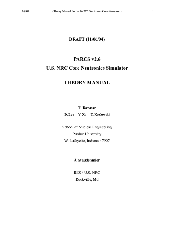 (PDF) Nuclear reactor code for core nerutronics Theory Manual