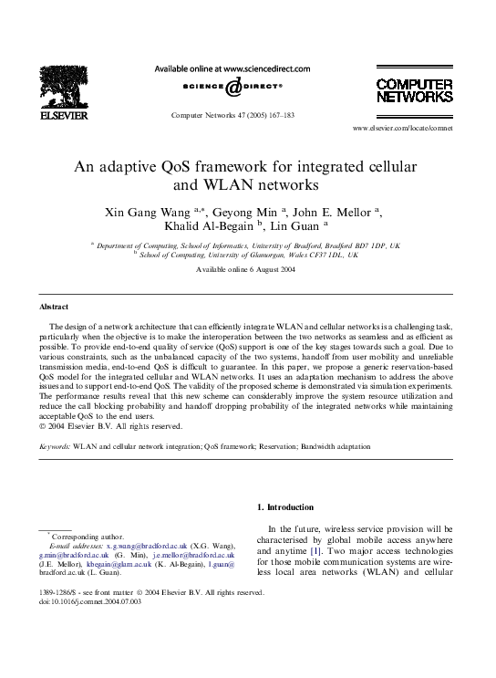 Pdf An Adaptive Qos Framework For Integrated Cellular And Wlan Networks