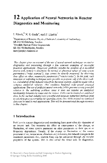 (PDF) Application of Neural Networks in Reactor Diagnostics and Monitoring