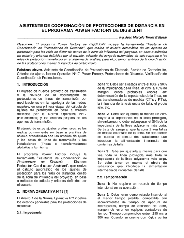 (PDF) ASISTENTE DE COORDINACIÓN DE PROTECCIONES DE DISTANCIA EN EL PROGRAMA POWER FACTORY DE ...