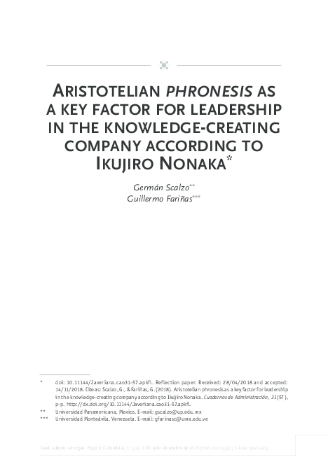 (PDF) Aristotelian phronesis as a key factor for leadership in the ...