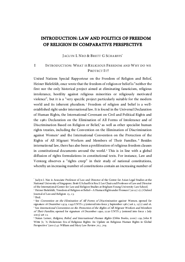 (PDF) Introduction: Law and Politics of Freedom of Religion in ...