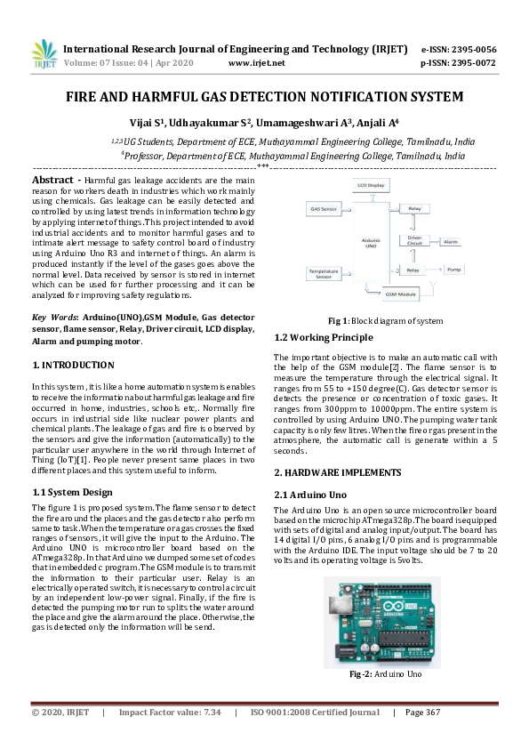 (PDF) IRJET- FIRE AND HARMFUL GAS DETECTION NOTIFICATION SYSTEM