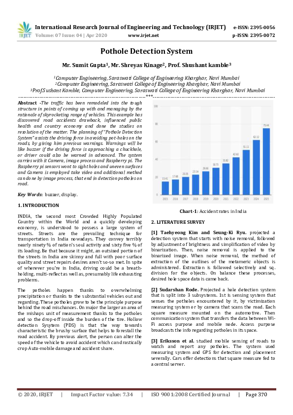(PDF) Pothole Detection System Using Raspberry Pi and Image Processing (PDF) Pothole Detection System Using Raspberry Pi and Image Processing