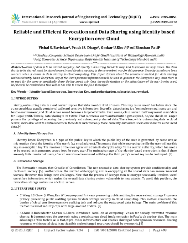 (PDF) IRJET- Reliable and Efficient Revocation and Data Sharing using Identity based Encryption ...