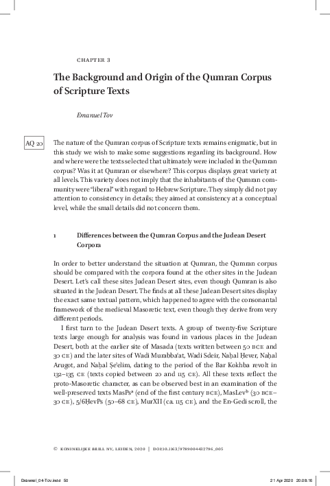 (PDF) 333. Proofs. “The Background and Origin of the Qumran Corpus of ...