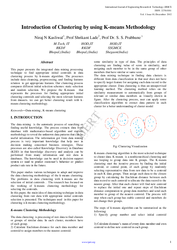 (PDF) Improving K-means Clustering with Initial Centroids