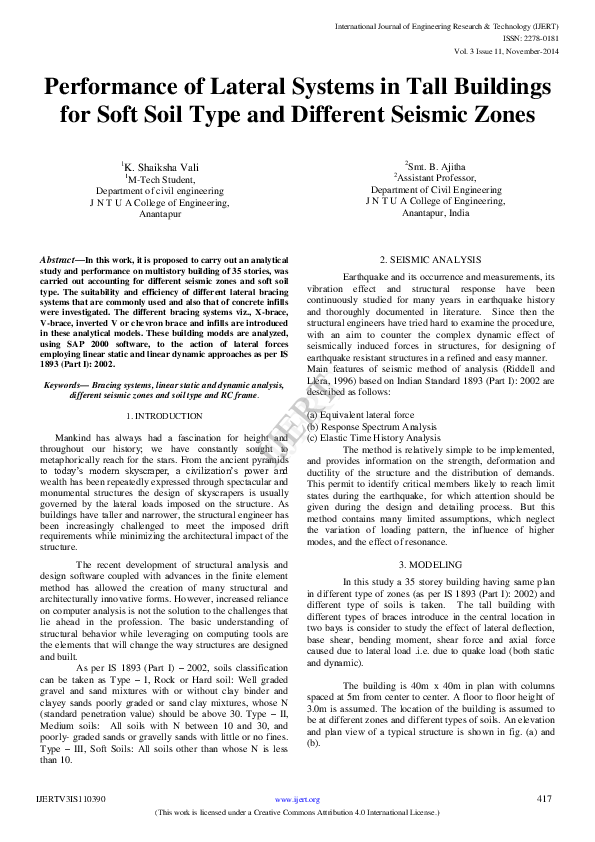 (PDF) IJERT-Performance of Lateral Systems in Tall Buildings for Soft Soil Type and Different ...