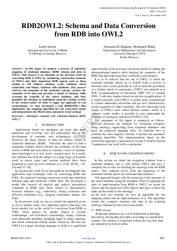 Pdf Ijert Rdb2owl2 Schema And Data Conversion From Rdb Into Owl2