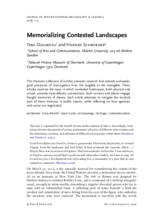 (PDF) Memorializing Contested Landscapes