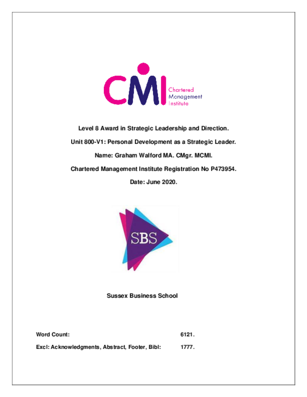 (PDF) Level 8 Award in Strategic Leadership and Direction