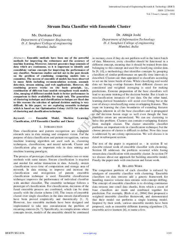 (PDF) IJERT-Stream Data Classifier with Ensemble Cluster | IJERT Journal - Academia.edu