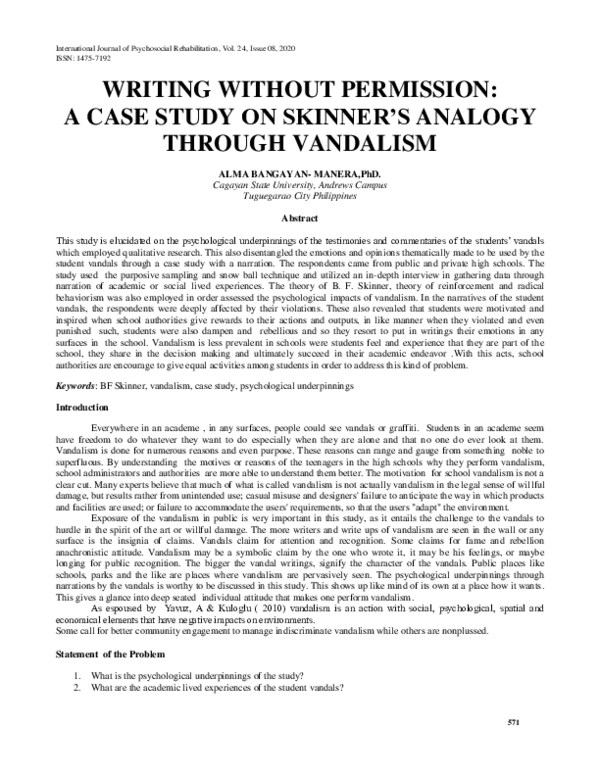 (PDF) WRITING WITHOUT PERMISSION: A CASE STUDY ON SKINNER'S ANALOGY ...