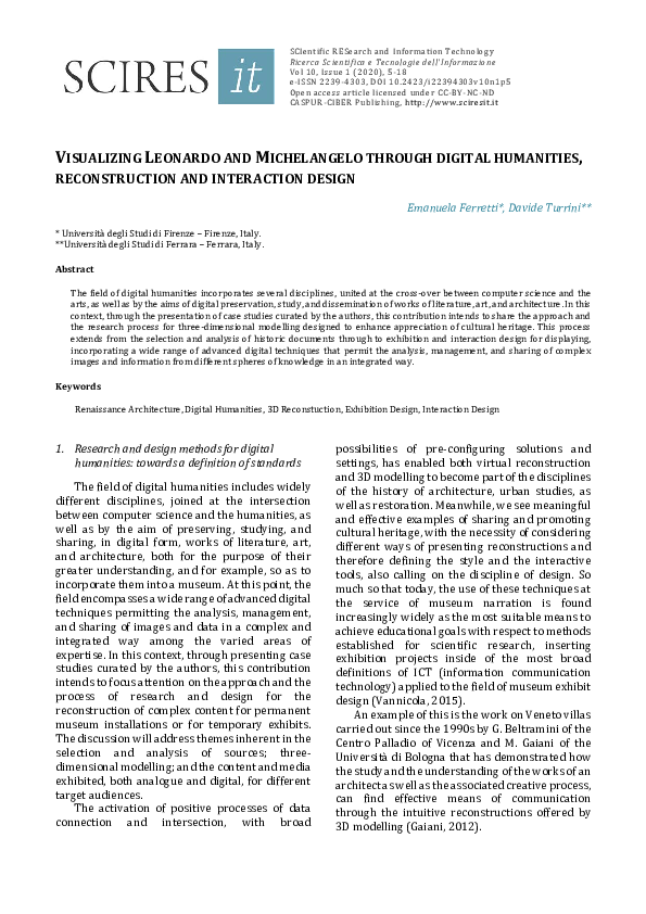 (PDF) Visualizing Leonardo and Michelangelo through digital humanities ...