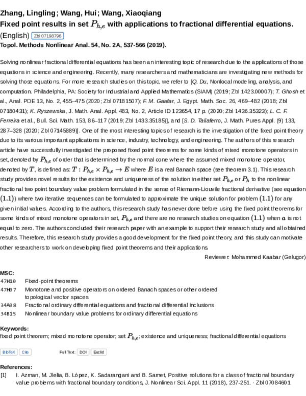 Pdf Zbmath Review Of Fixed Point Results In Set P He With Applications To Fractional