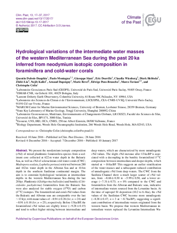 (PDF) Hydrological variations of the intermediate water masses of the ...