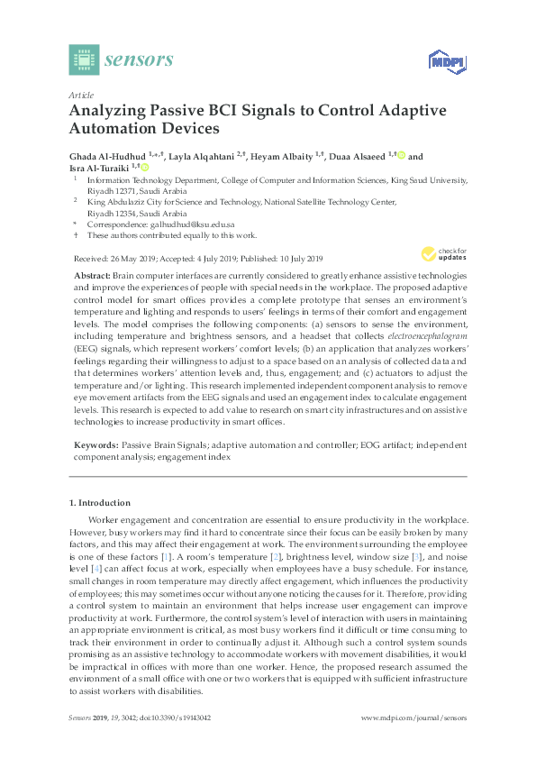(PDF) Analyzing Passive BCI Signals to Control Adaptive Automation Devices