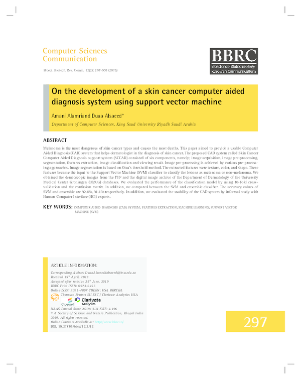 (PDF) On the Development of a Skin Cancer Computer Aided Diagnosis ...