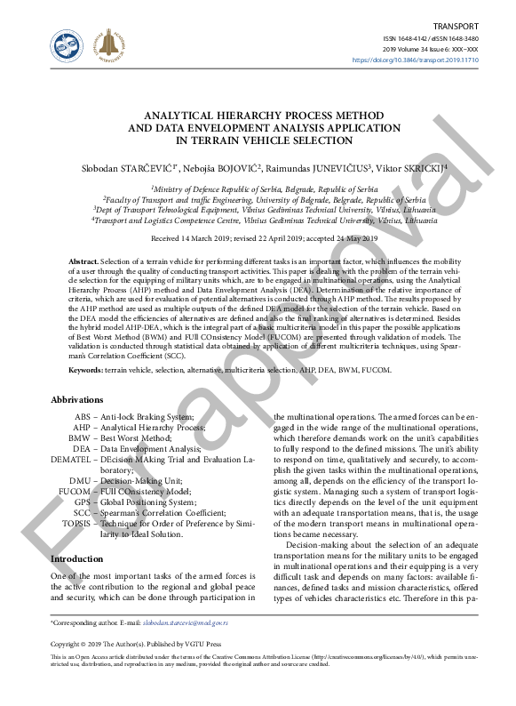 Pdf Analytical Hierarchy Process Method And Data Envelopment Analysis Application In Terrain