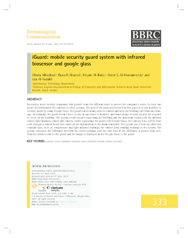 (PDF) iGuard: Infrared Sensor System via Google Glass